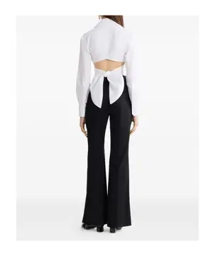 PATOU V-neck Tie-back Long-sleeve Top