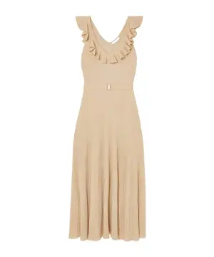 Zimmermann Ruffled Ribbed Midi Dress - Gold