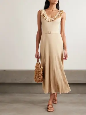 Zimmermann Ruffled Ribbed Midi Dress