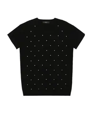 Max Mara Embellished Round Neck Short Sleeve Pullover - No