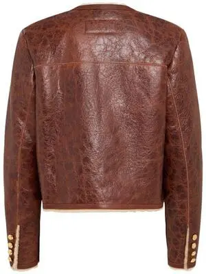 NILI LOTAN Zanie Shearling Trimmed Leather Jacket