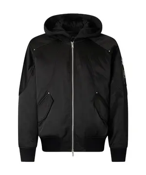 Moose Knuckles Long Sleeve Bomber Jacket With Hood - Black