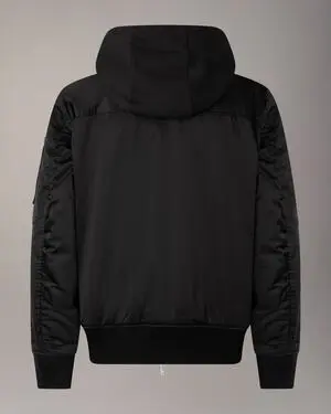Moose Knuckles Long Sleeve Bomber Jacket With Hood - Black
