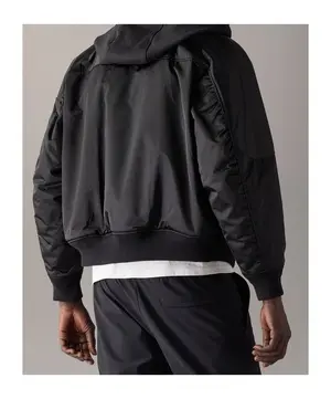 Moose Knuckles Long Sleeve Bomber Jacket With Hood - Black