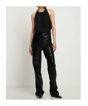 ROTATE BY BIRGER CHRISTENSEN Foil-faced Straight-leg Casual Pants