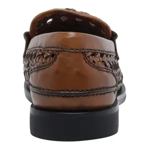 Miu Miu Woven Round Toe Loafers - Cognac