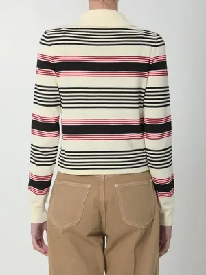 Celine Striped Cotton Polo Shirt With Triumphal Embroidery