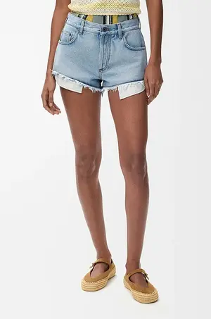 Loewe Frayed Hem Denim Shorts