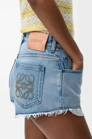 Loewe Frayed Hem Denim Shorts