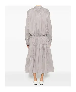 Dries Van Noten Denvo Striped Silk-blend Long Dress - Brown