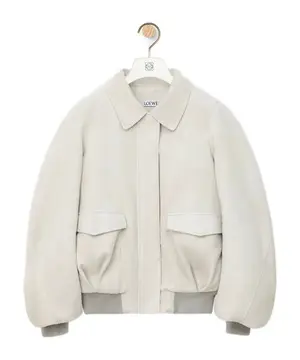 Loewe Suede Leather Jacket Grey