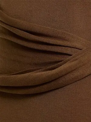 AYA MUSE Long Sleeve Draped Maxi Dress With Slit - Brown