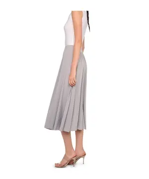 Norma Kamali Flared Pleated Skirt - Grey