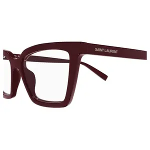 Saint Laurent Rectangle Frame Full Rim Eyeglasses - Brown