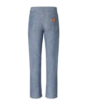 Fendi Straight-leg Cotton Chambray Trousers - Light Blue