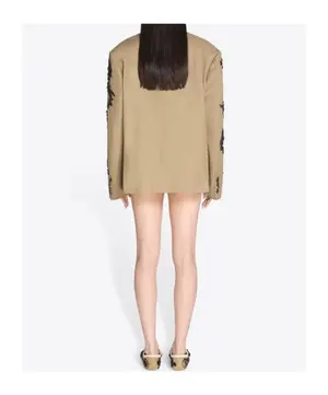 Dries Van Noten Double Breasted Embroidered Blazer - Camel