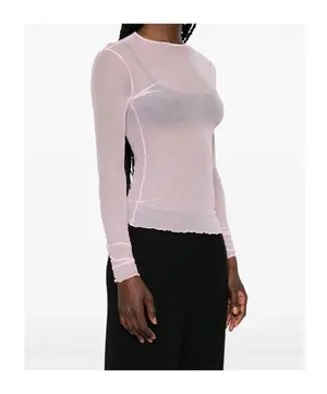 MARINE SERRE Moon-print Tulle Long-sleeve Top - White