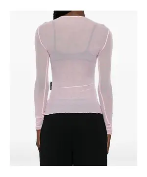 MARINE SERRE Moon-print Tulle Long-sleeve Top - White