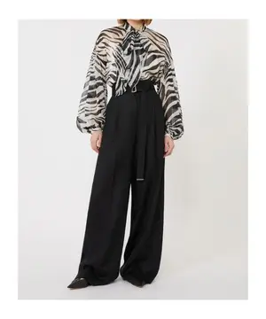 Max Mara Zebra Print Bow-tie Collar Blouse - Black