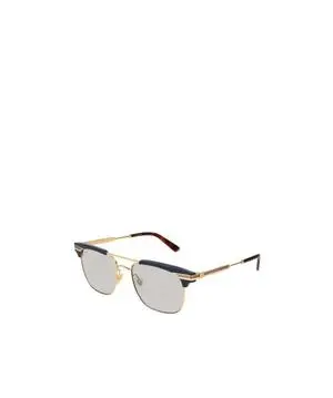 Gucci Aviator Sunglasses With Gold Logo Detail - White