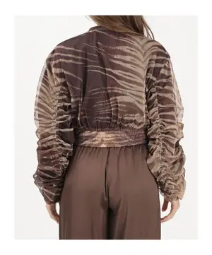 Just Cavalli Zebra-print Ruched-sleeve Zip-up Jacket