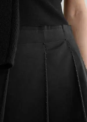 TOTEME Beaded Pleat Skirt - Black