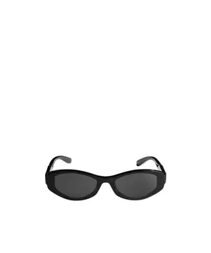 Balenciaga Logo Oval Sunglasses - Black