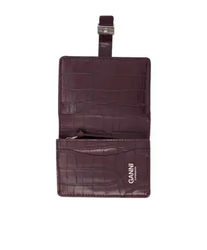 GANNI Sue Ultra-thin Flip Wallet - Wine Red