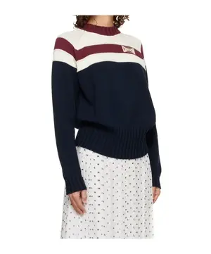 Marni Contrast Stripe Cotton Sweater - Eclipse