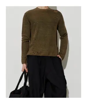 DIESEL® Distressed Fine Knit Sweater - Brown