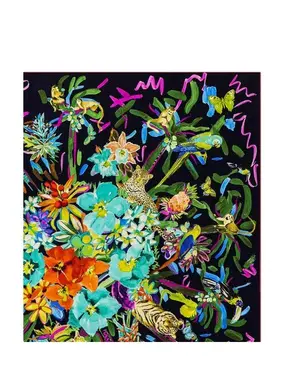 FERRAGAMO Printed Silk Scarf - Black