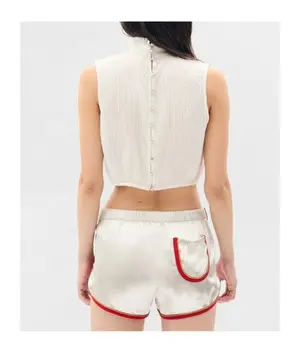 ANN DEMEULEMEESTER Ruffled-trim Lace-insert Cropped Top