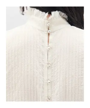 ANN DEMEULEMEESTER Ruffled-trim Lace-insert Cropped Top