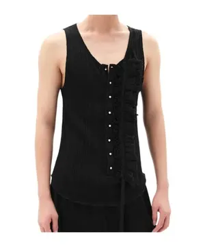 ANN DEMEULEMEESTER Ruffled Silk Creponne Tank Top