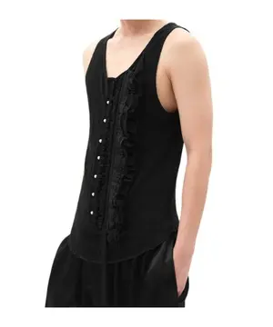 ANN DEMEULEMEESTER Ruffled Silk Creponne Tank Top