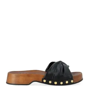 GANNI Tia Studded Wedge Slides - Black