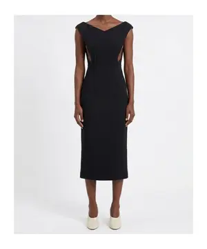 JIL SANDER V-neck Sleeveless Midi Dress