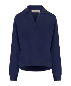 Arch4 Rib-knit V-neck Polo-collar Cropped Sweater