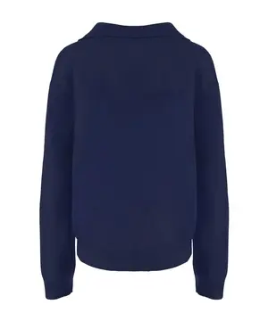 Arch4 Rib-knit V-neck Polo-collar Cropped Sweater