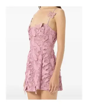 Blumarine Macramé Lace Mini Dress - Pink
