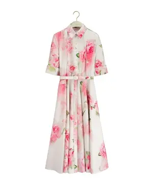 Dior Mid-length Belted Shirtdress With Floral Print