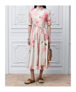 Dior Mid-length Belted Shirtdress With Floral Print
