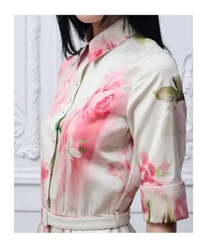 Dior Mid-length Belted Shirtdress With Floral Print