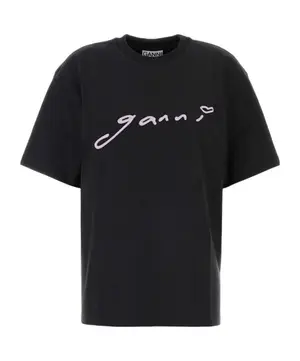 GANNI Embroidered Logo T-shirt - Phantom