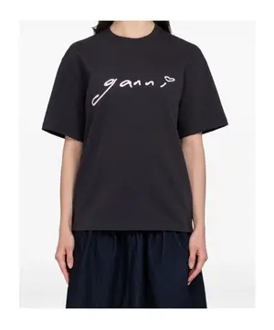 GANNI Embroidered Logo T-shirt - Phantom