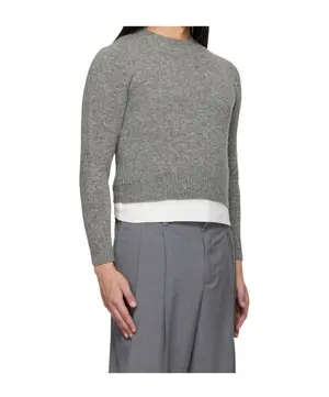 JIL SANDER Gray Knit Wool-blend Sweater