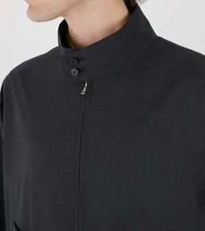 Auralee Long Sleeve Stand Collar Zip-up Jacket With Flap Pockets - Black