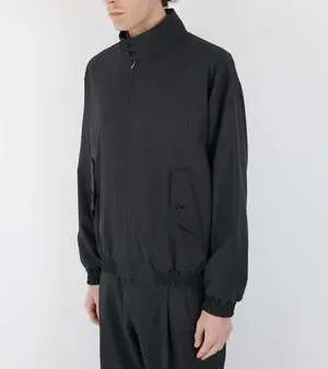 Auralee Long Sleeve Stand Collar Zip-up Jacket With Flap Pockets - Black