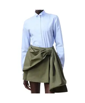 Dior Wing-collar Blouse With Concealed Front Closure - Blue