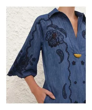 Zimmermann Embroidered Midi Dress - Blue